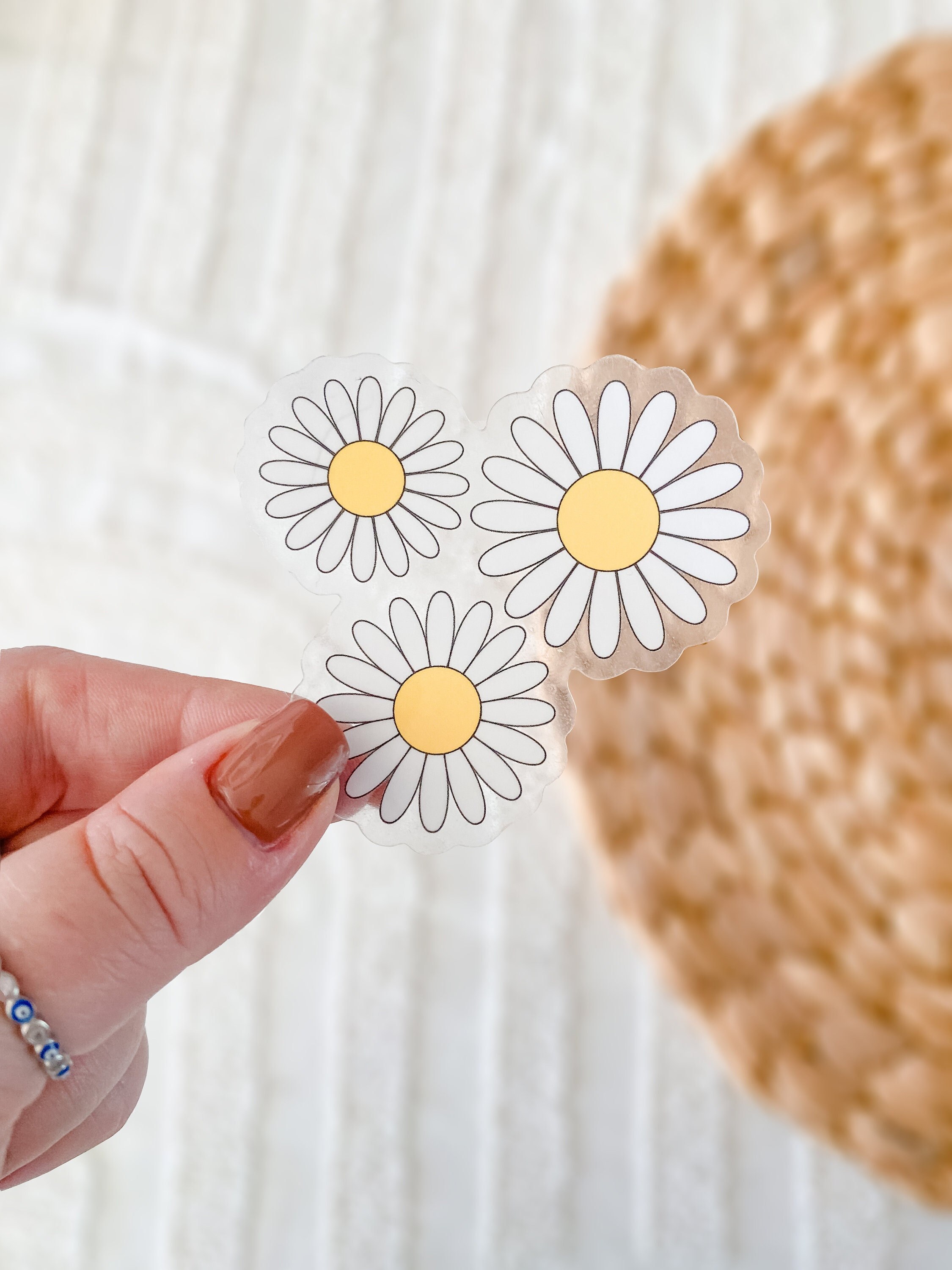 Transparent Daisy Vinyl Waterproof Sticker Laptop Sticker Car - Etsy