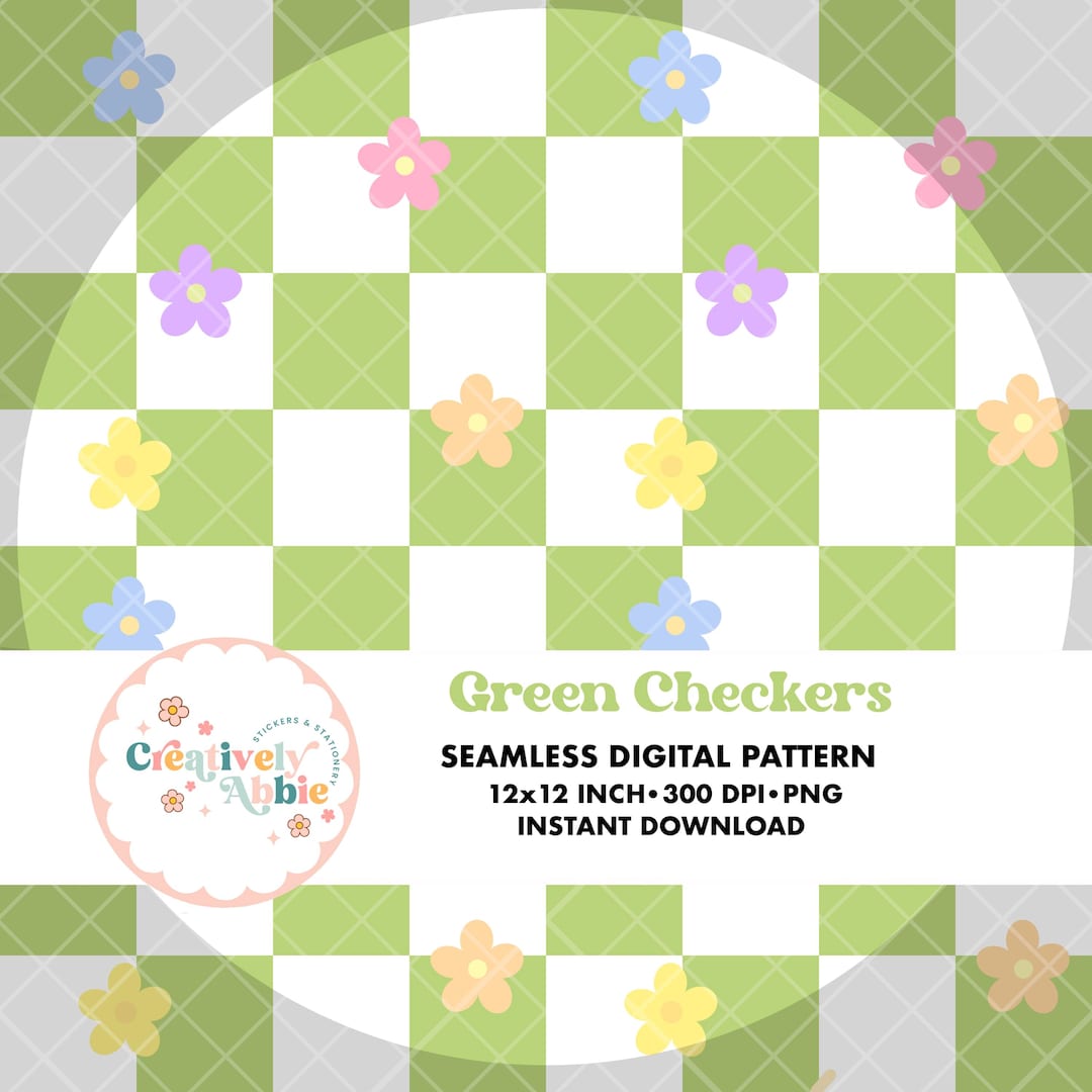 Checkerboard Checker Flower Seamless Pattern Background 300 DPI PNG ...