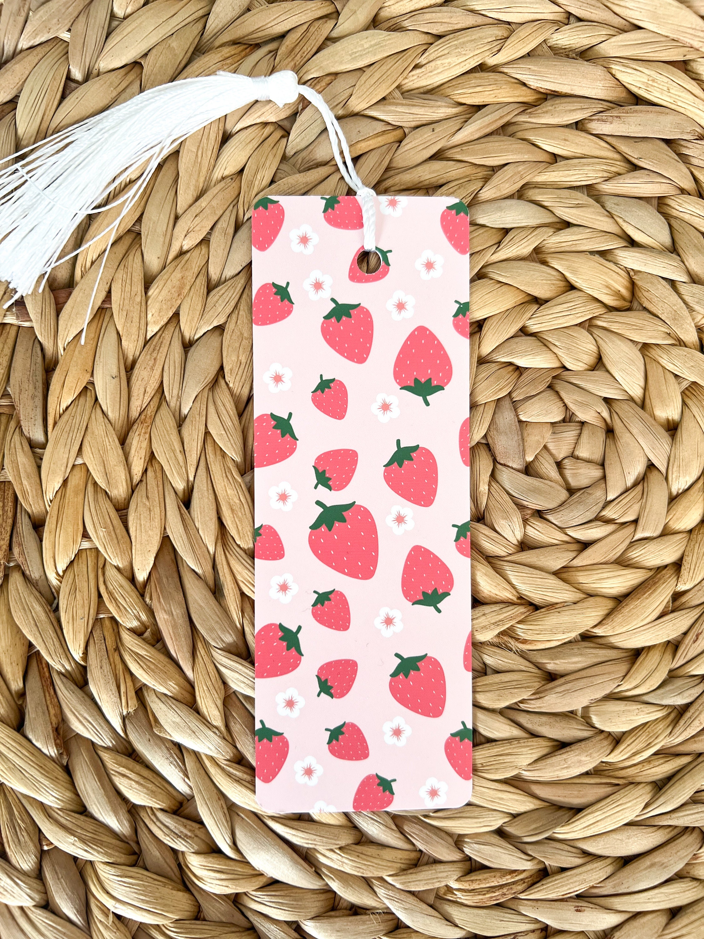 Strawberry Print Bookmark Tassel Strawberries Flower - Etsy
