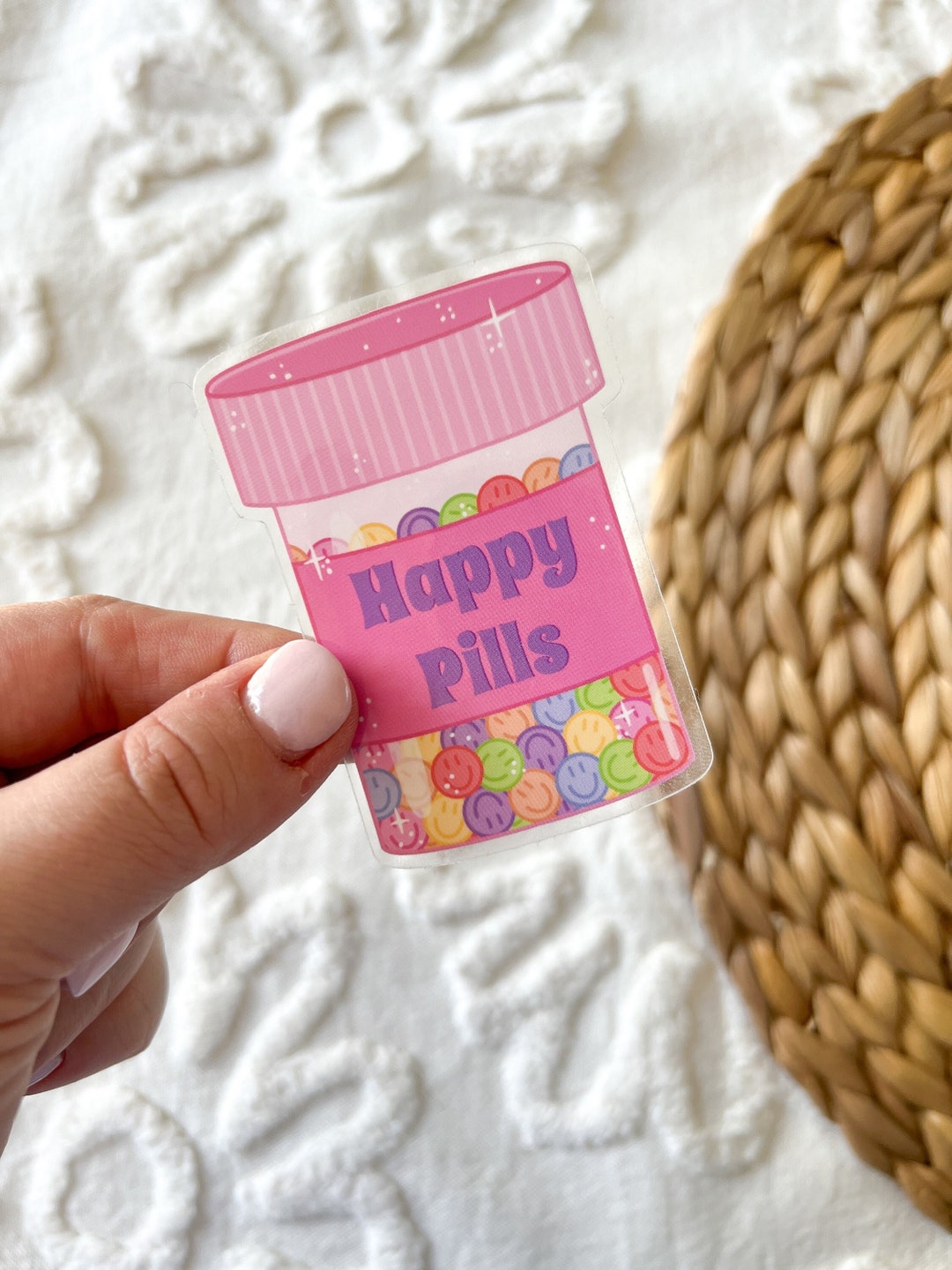 Happy Pills Aesthetic Clear Vinyl Waterproof Sticker Laptop Sticker ...