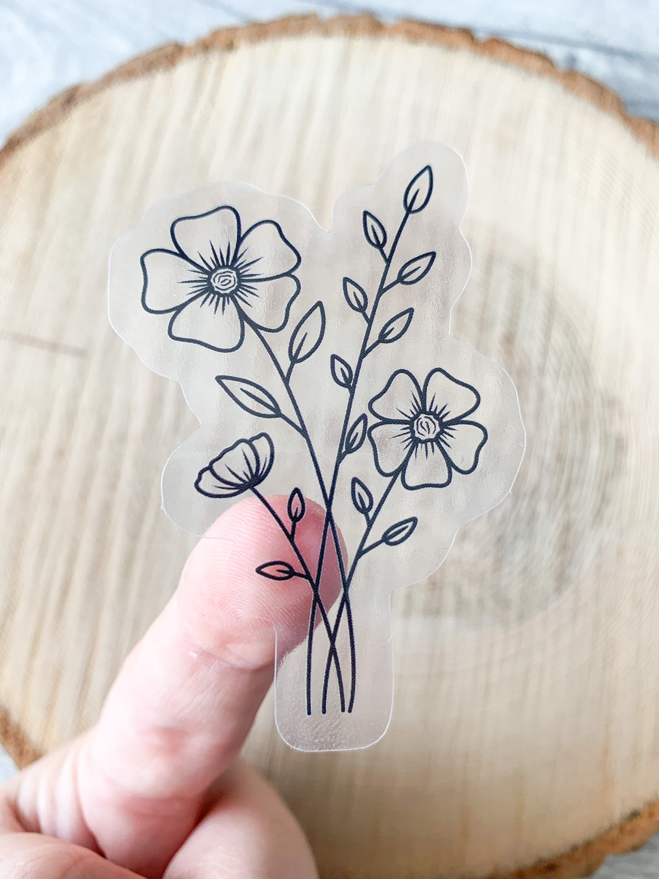 Transparent Flower Bunch Floral Sticker Vinyl Decal Laptop | Etsy UK