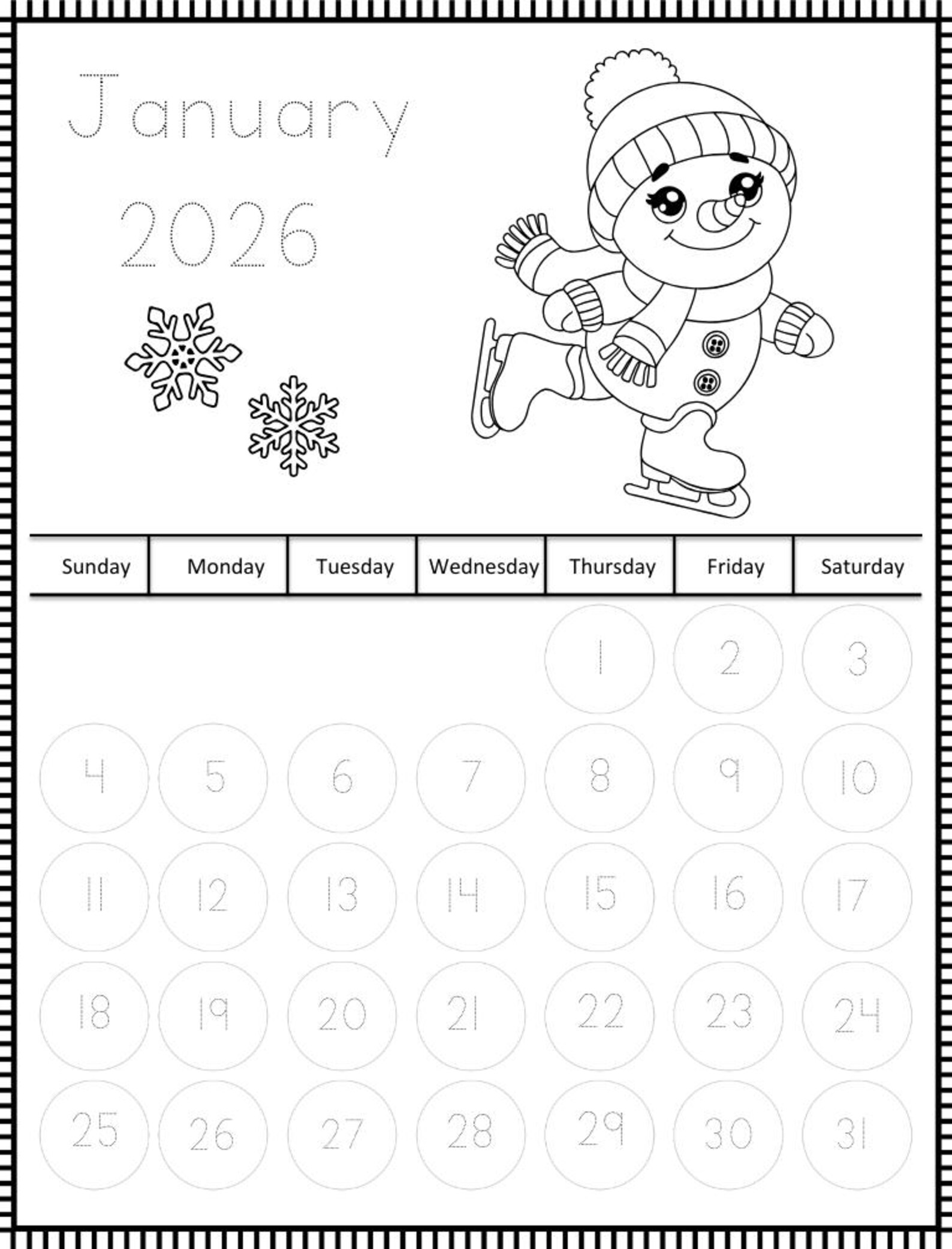 2026 Traceable Kids Calendar Printable | Preschool & Kindergarten ...