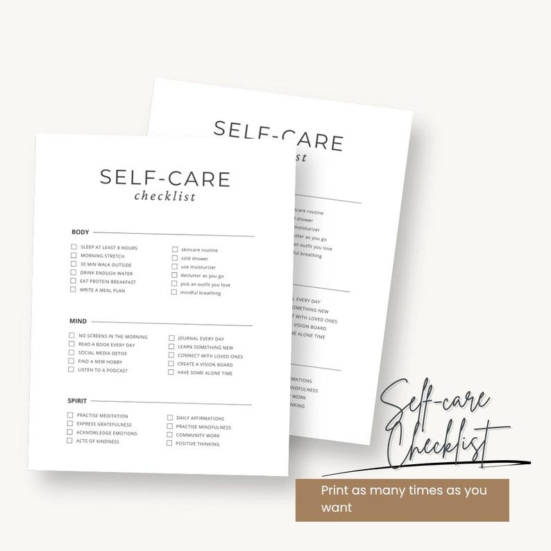 White Self-care Checklist, Minimalist Aesthetic Planner, Daily Routine ...