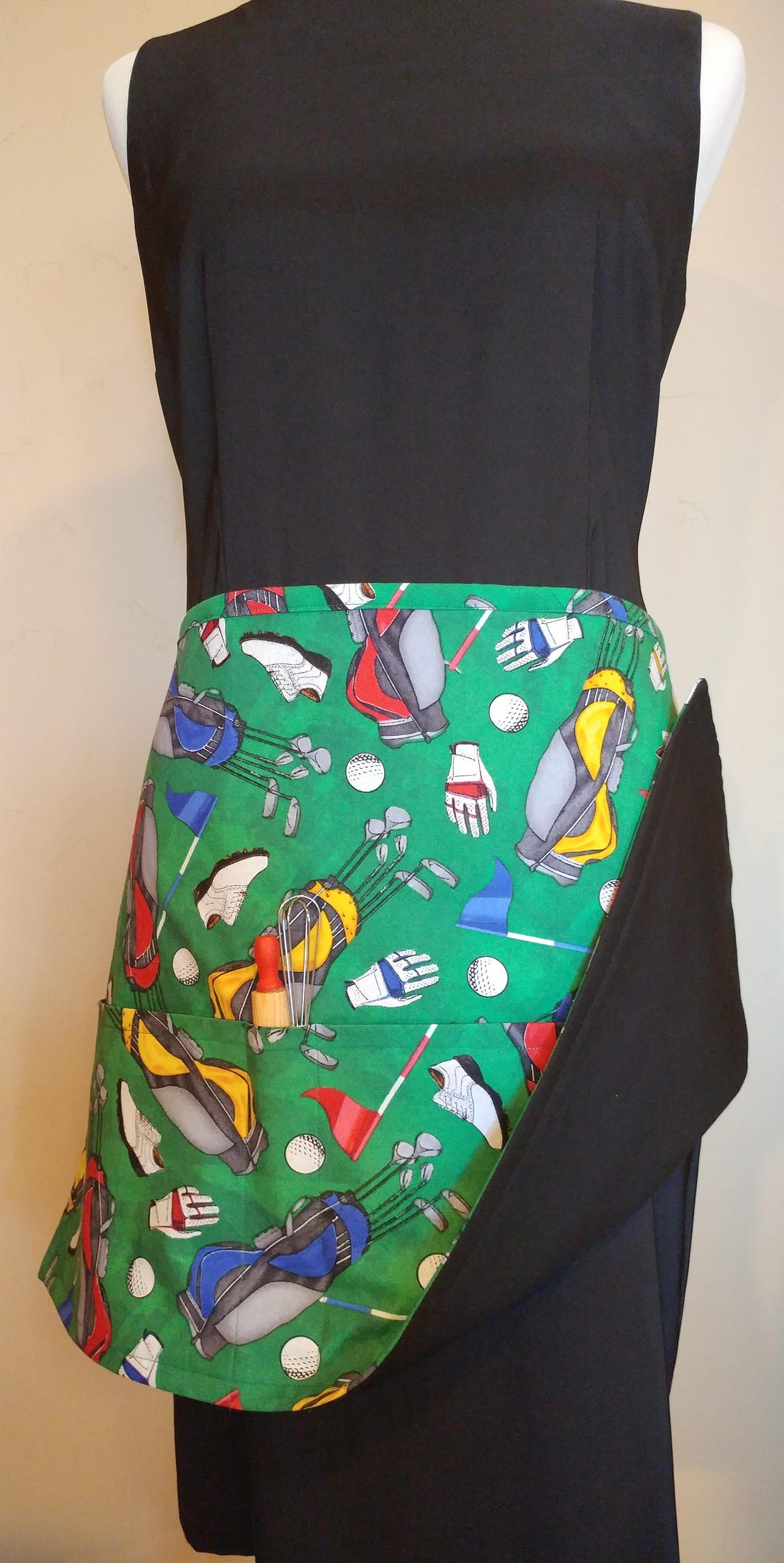 Golf Half Apron With Pockets, Server Apron, Green, Red, White, Tees ...