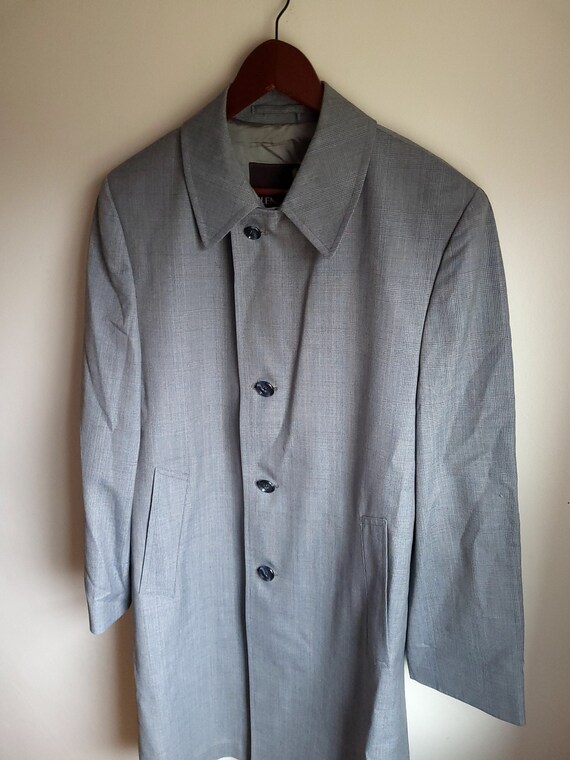 Vintage 1960's Plaid Blue Overcoat Jacket / Men's M /… - Gem