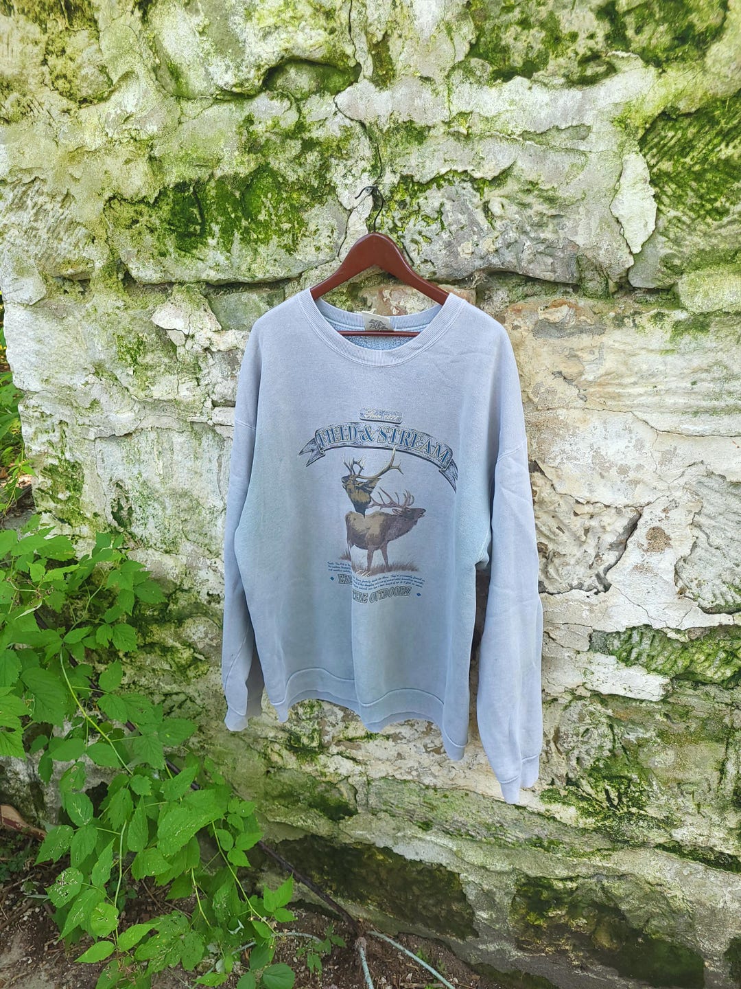 Vintage 1990's Field and Stream Graphic Elk Pullover Sweatshirt Made in ...