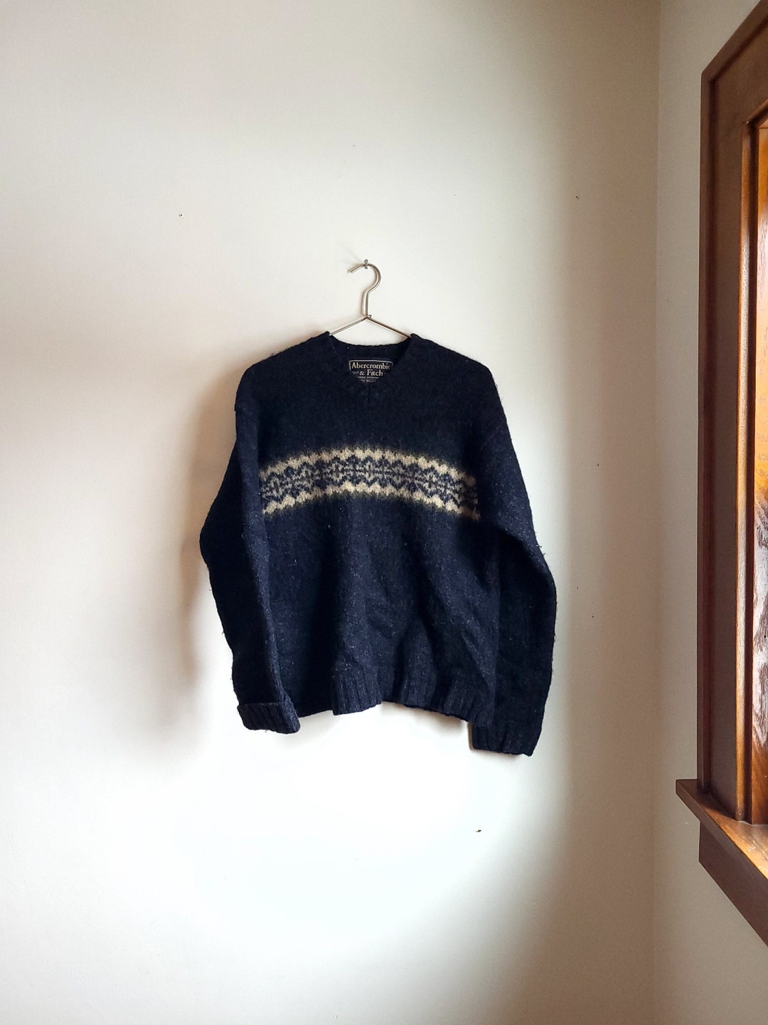 Vintage 1990's / Y2K Abercrombie and Fitch Wool Striped Sweater / M to ...
