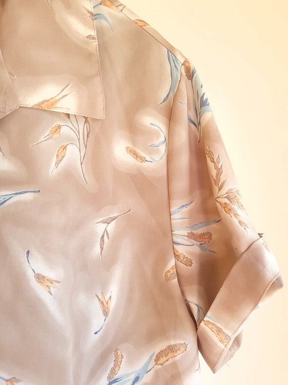 Vintage 1970's Camp Loop Collar Button Front Floral S… - Gem