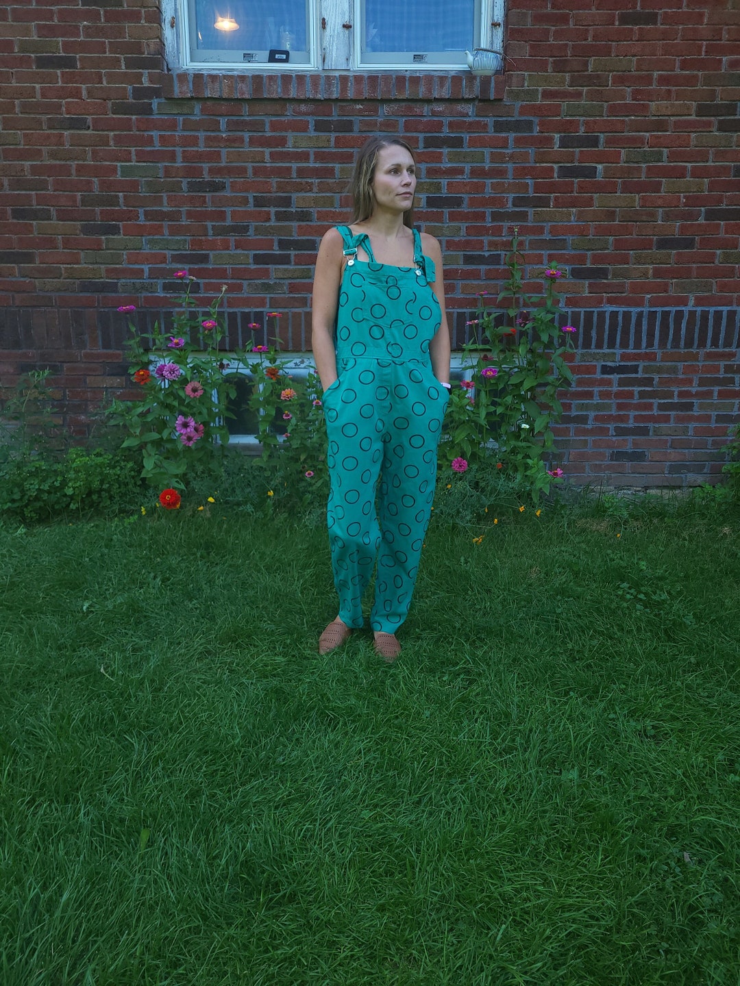 Vintage 1990's Green Patterned Overalls / Women's M / Bibs Adjustable ...