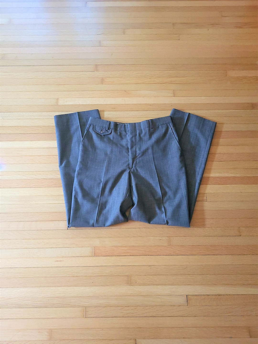 Vintage 1970's Plaid Dress Formal Suit Pants / 32 X 32 / High Waisted ...