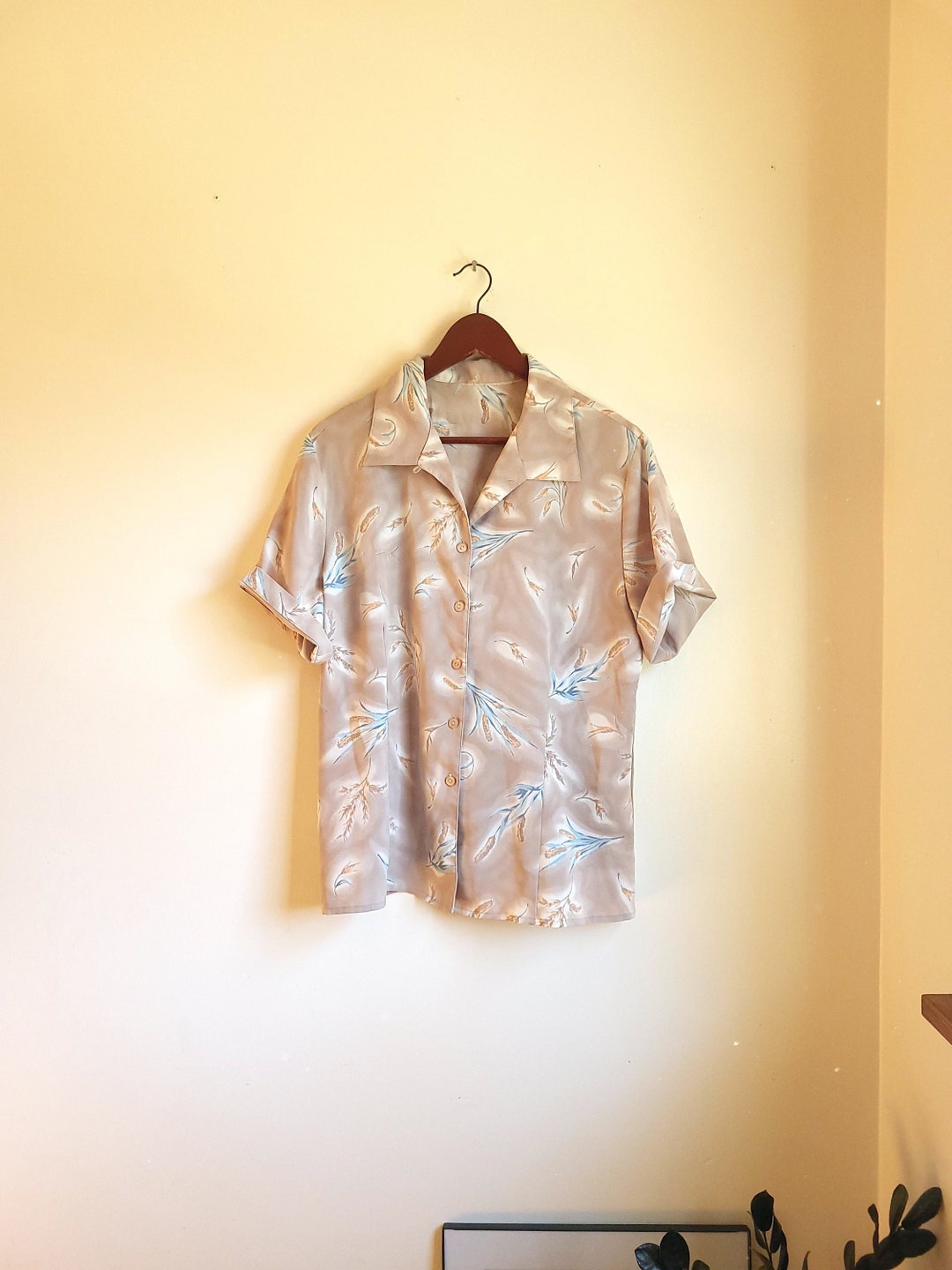 Vintage 1970's Camp Loop Collar Button Front Floral Shirt / Soft / L to ...