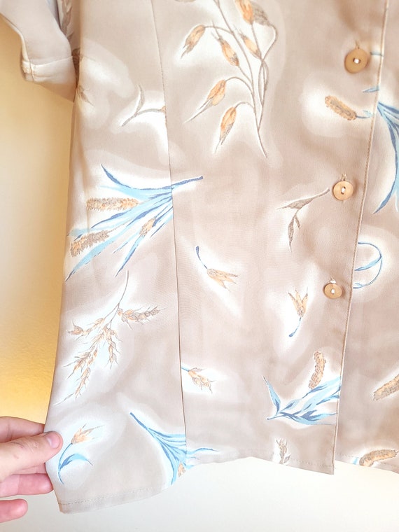 Vintage 1970's Camp Loop Collar Button Front Floral S… - Gem