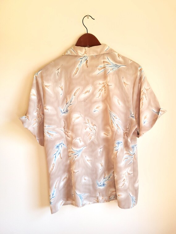 Vintage 1970's Camp Loop Collar Button Front Floral S… - Gem