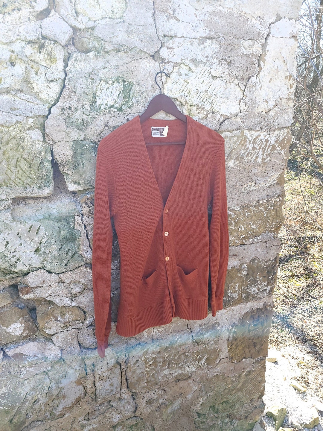 Vintage 1960's to 1970's Montgomery Ward S to M Rust Brown Cardigan ...