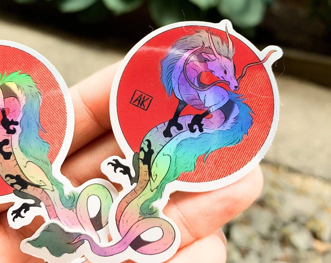 Holographic Haku Sticker, Anime Sticker, Japanese Dragon Stationery - Etsy
