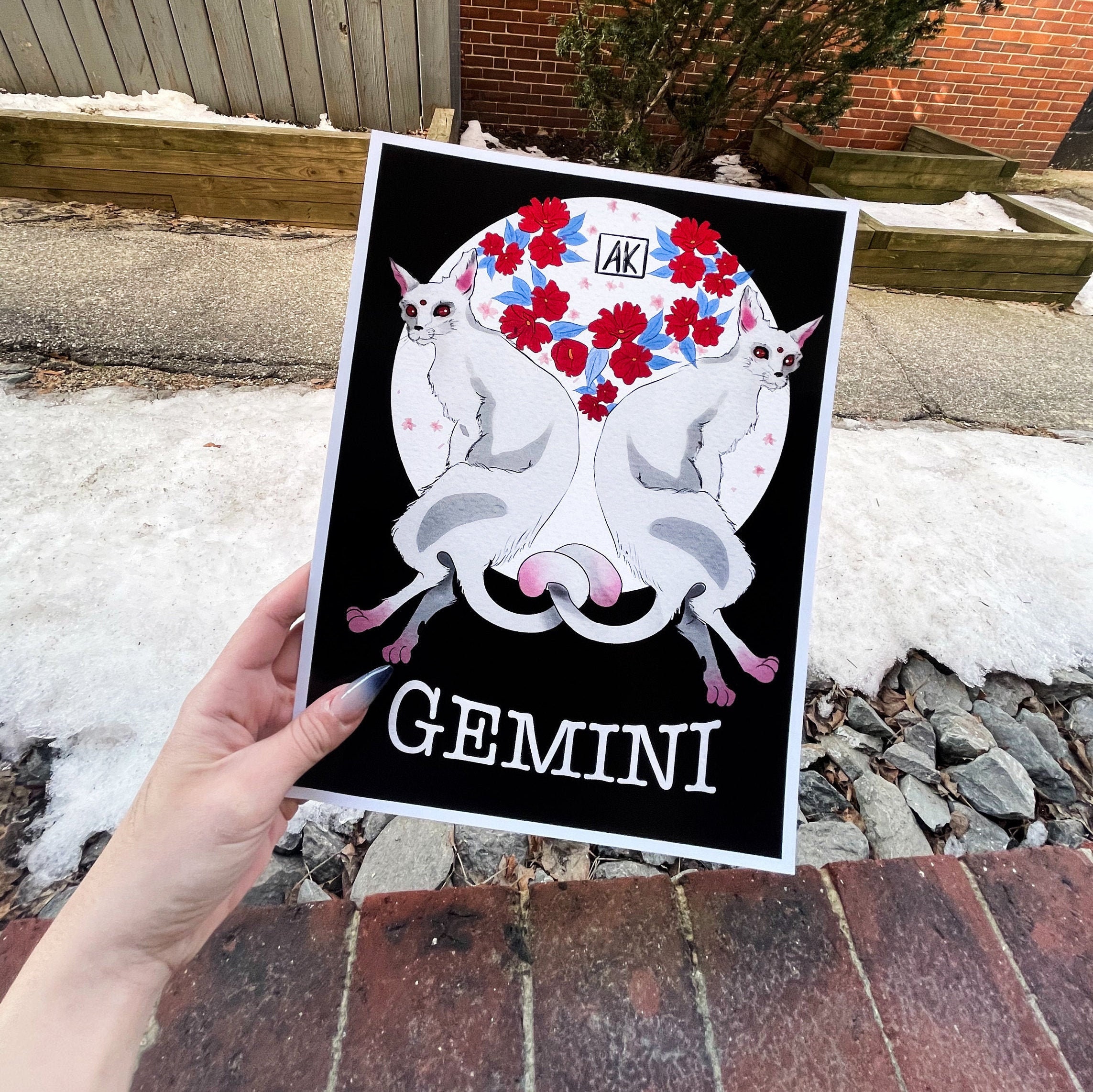 Zodiac horoscope sign gemini animal astrology cat art print | Etsy