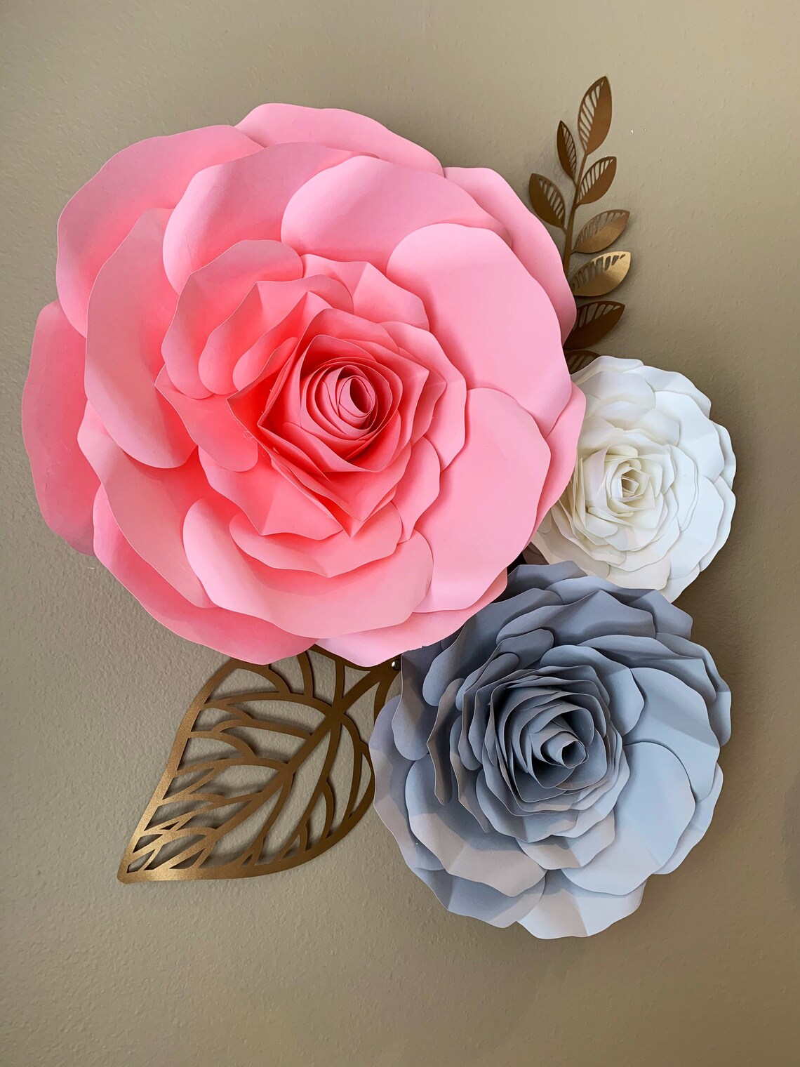 Handmade Paper Flowers for Nursery Weddings Pink Gray and - Etsy
