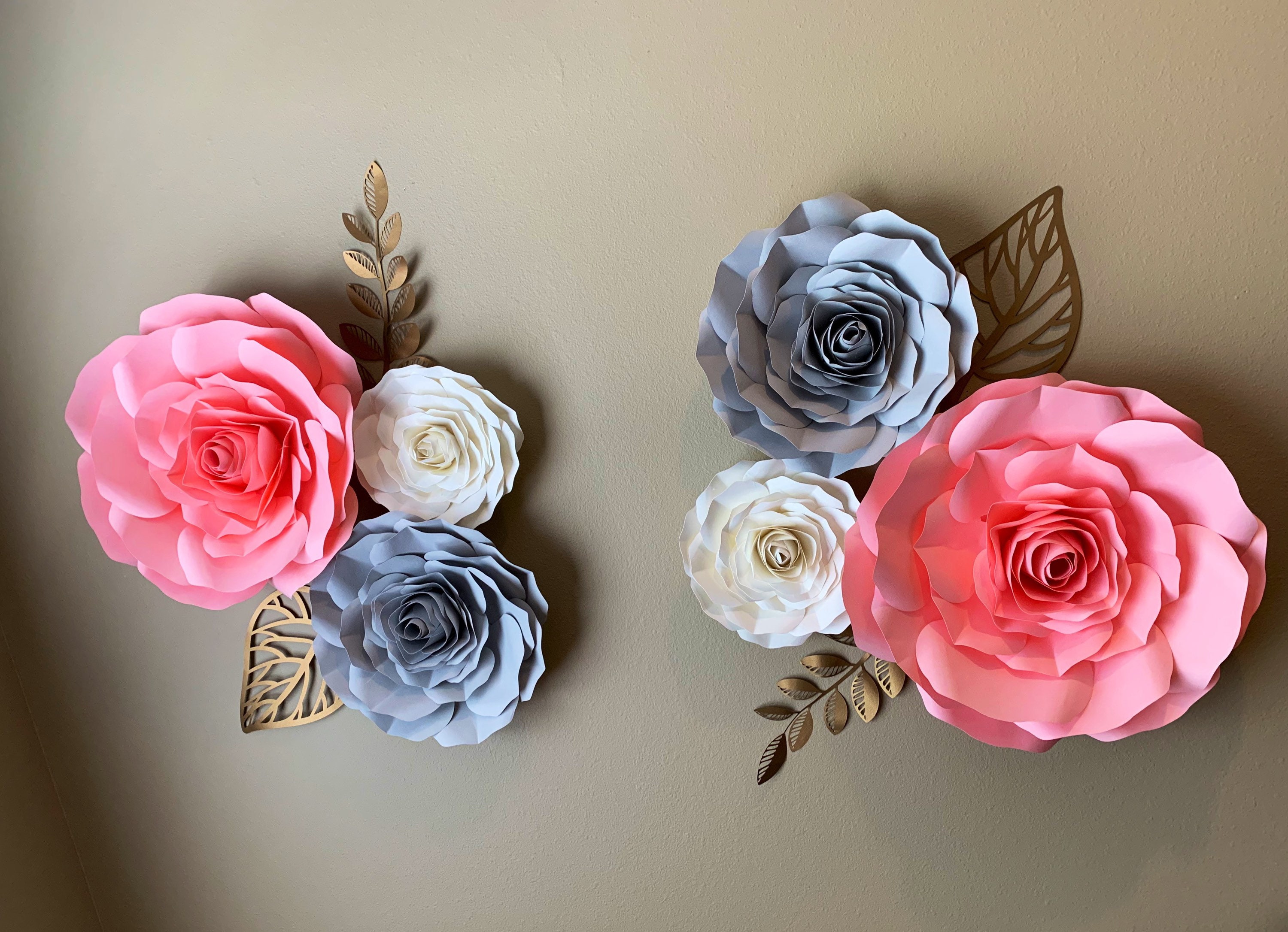 Handmade Paper Flowers for Nursery Weddings Pink Gray and - Etsy