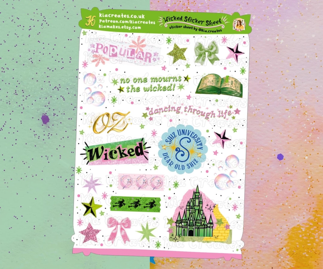 Wicked Inspired Sticker Sheet Oz and Shiz University Stickers Popular ...