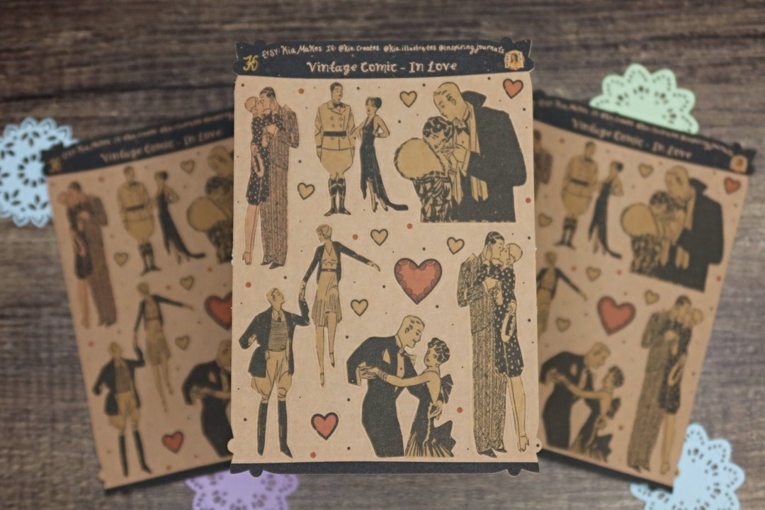 Vintage Comic Stickers: 1920s 'in Love' Ephemera for Journaling - Etsy UK