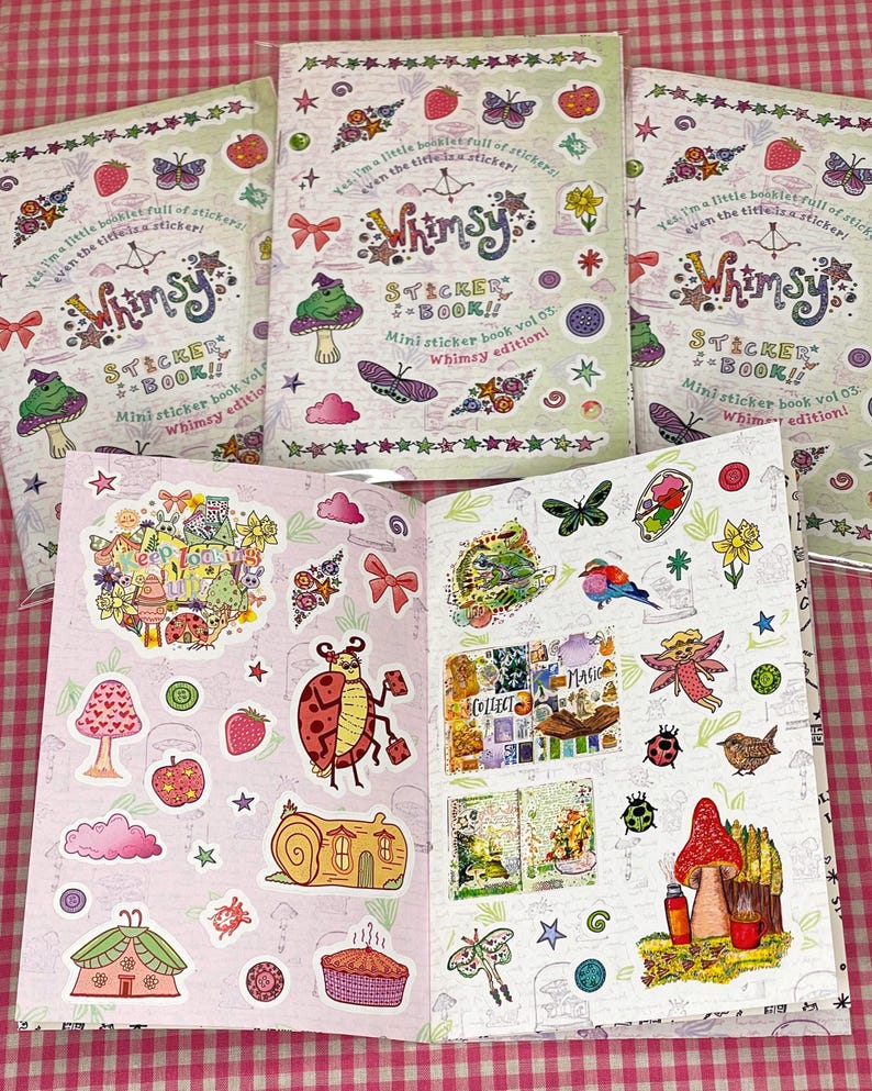 Whimsy Sticker Book: Handmade Mini Stickerbook for Junk Journaling and ...