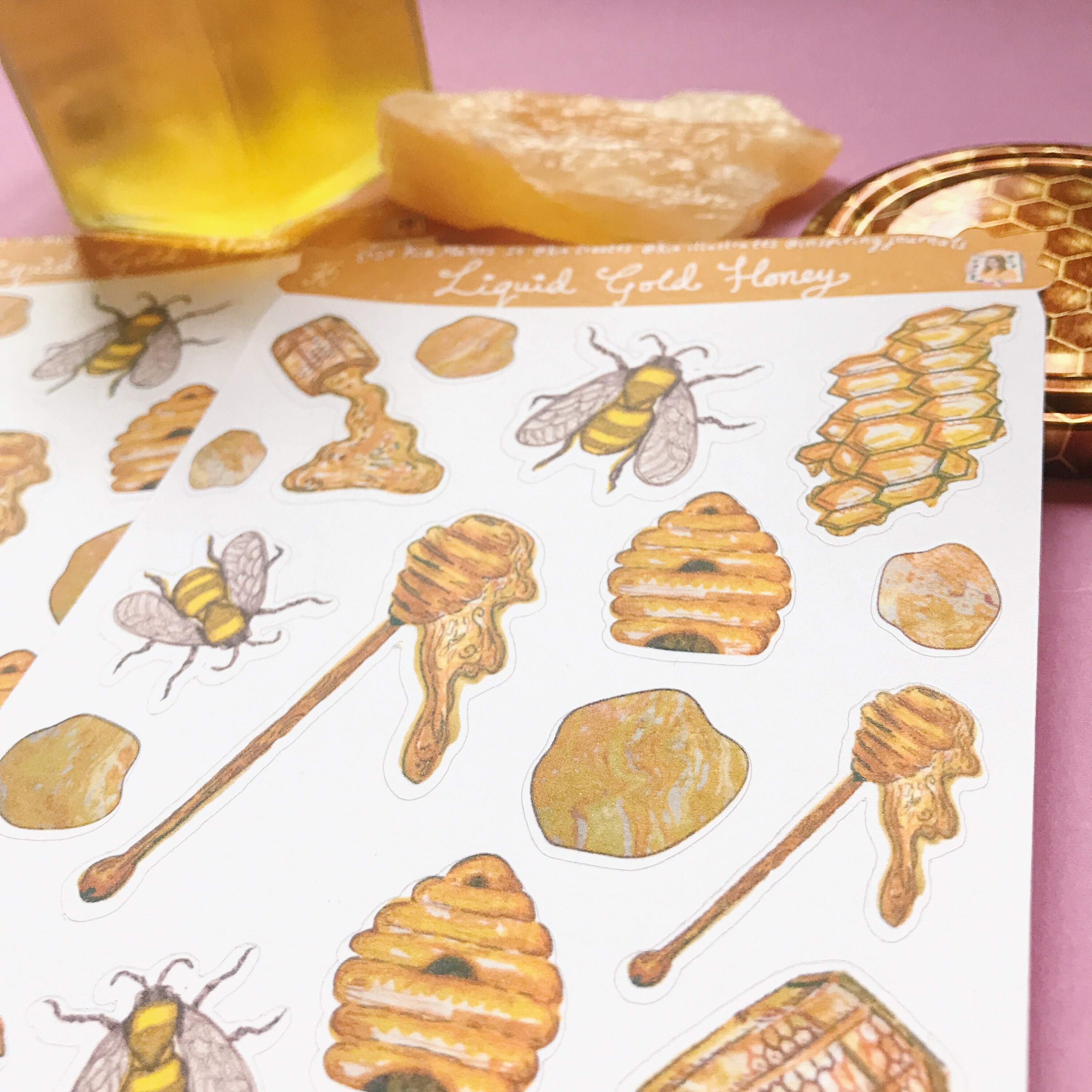 Honey Sticker Sheet Honey Planner Stickers Honey Journal | Etsy