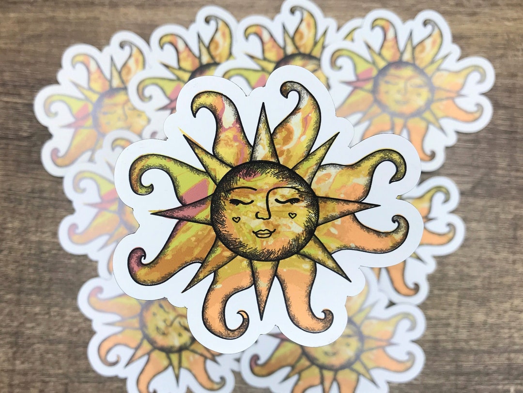 Sunburst Magnet Vintage Sun Magnet Marbled Sunshine Magnet Unique ...