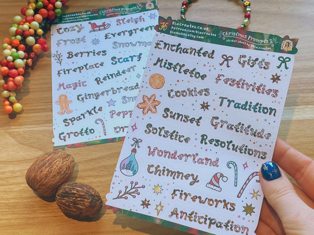 Christmas Word Stickers: Festive Planner & Journal Prompt Stickers - Etsy