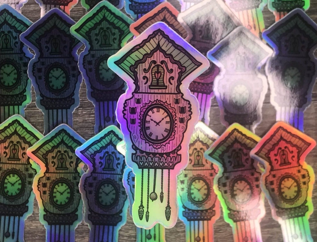 Cuckoo Clock Sticker | Holographic Clock Sticker - Etsy