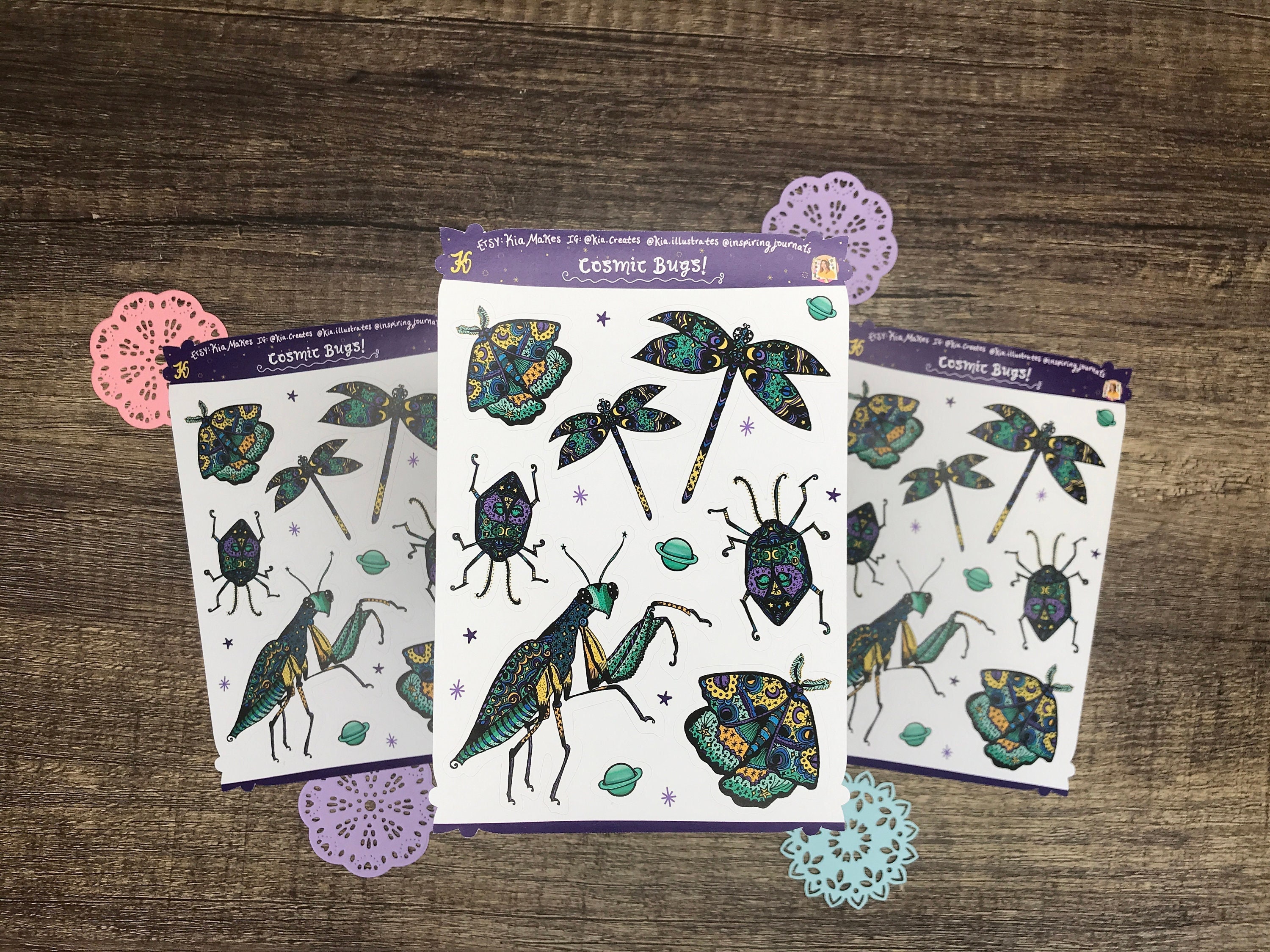 Cosmic Bug Stickers Magical Insect Stickers Bug Sticker - Etsy