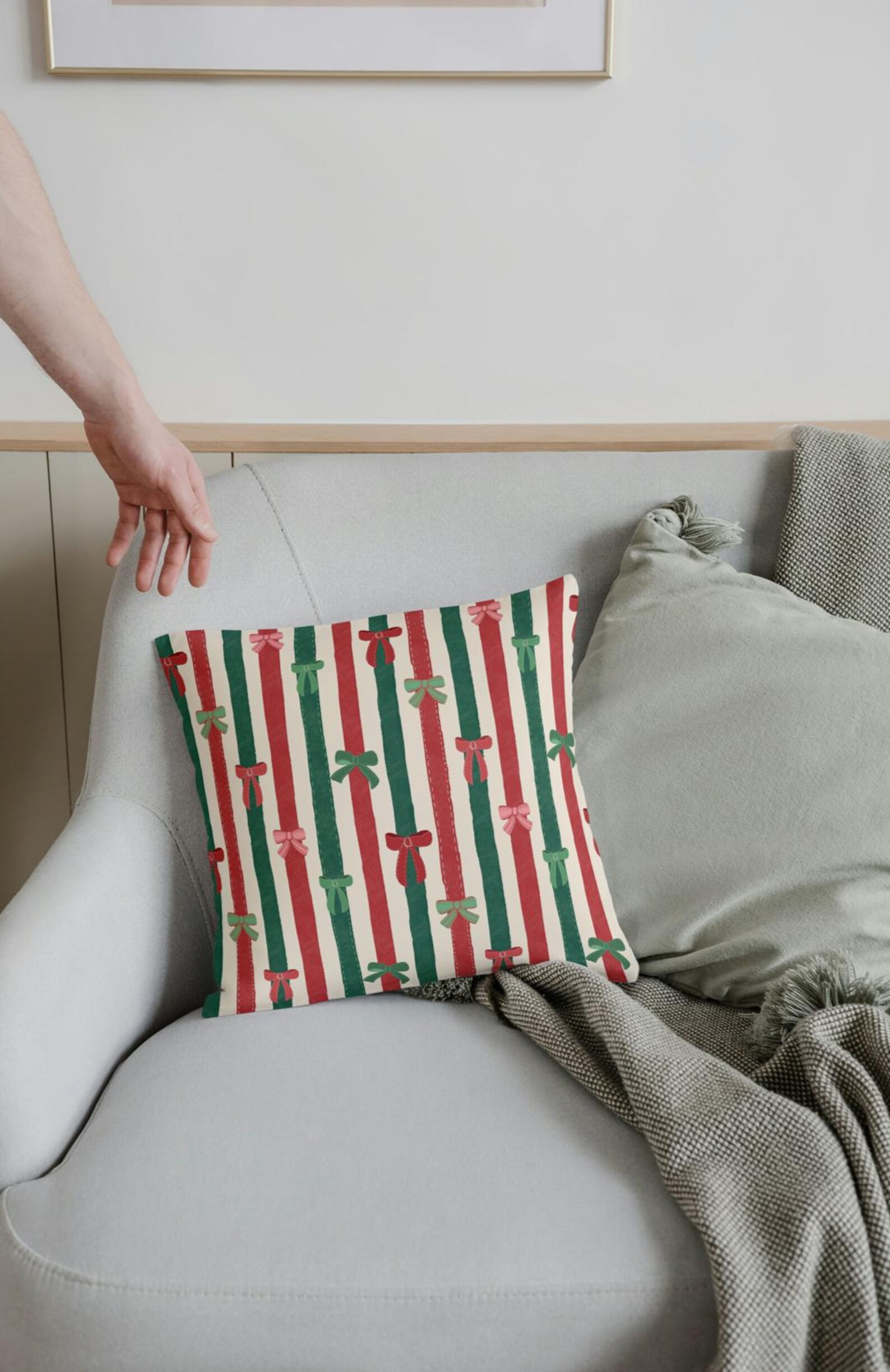 Christmas Striped Bow Seamless Pattern ,coquette Red Green Holiday ...