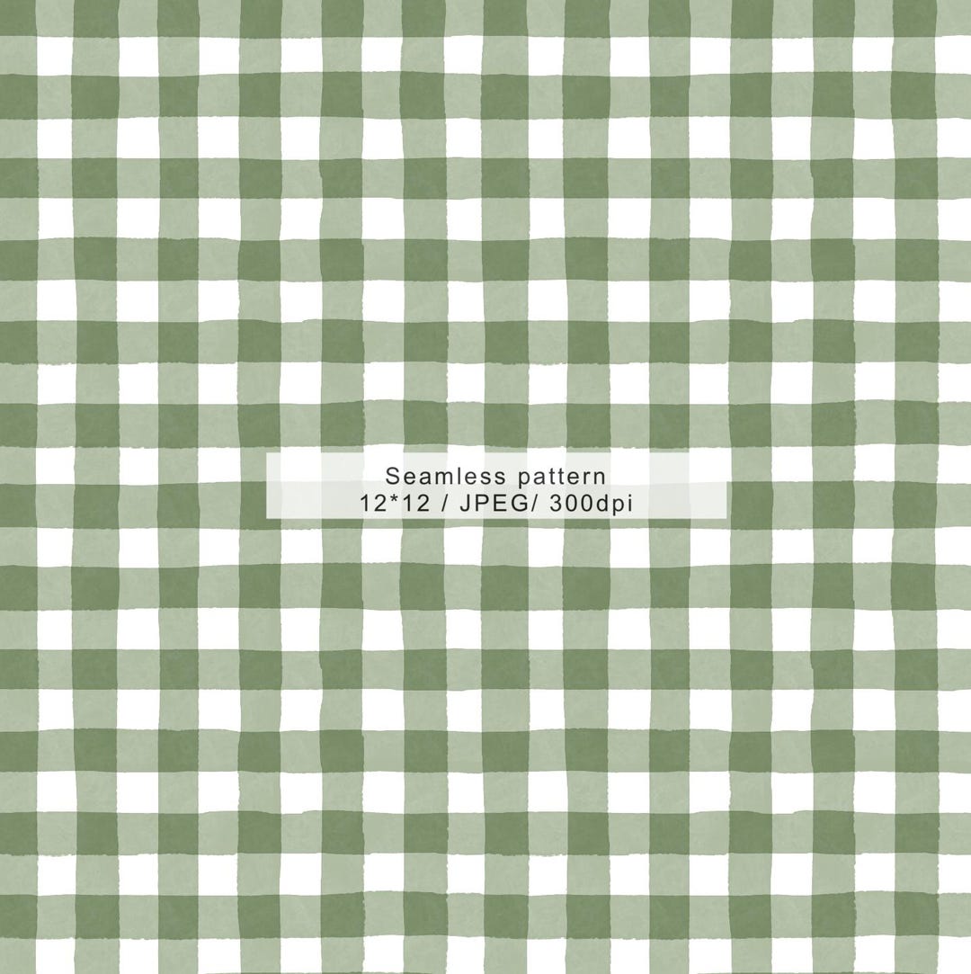 Sage Green Watercolor Gingham Seamless Pattern ,checkered Digital Paper ...