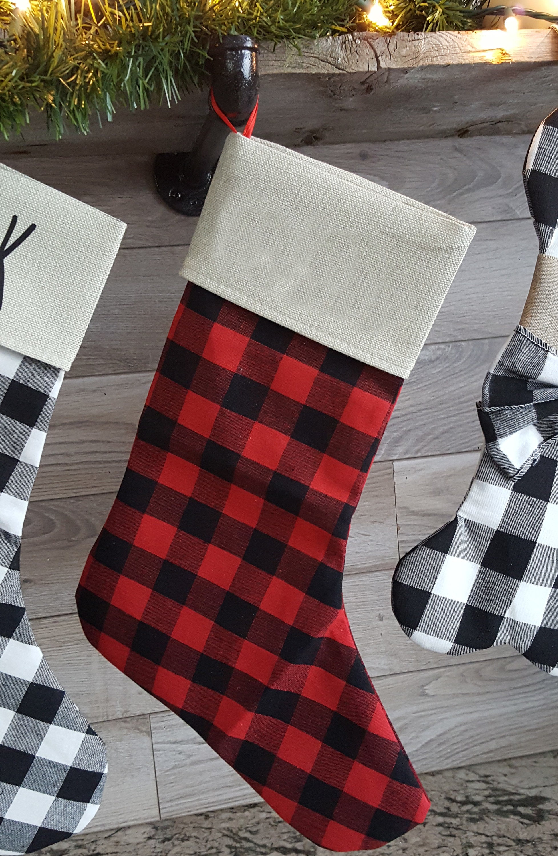 Personalized Stockings for Christmas Buffalo Check Stocking | Etsy