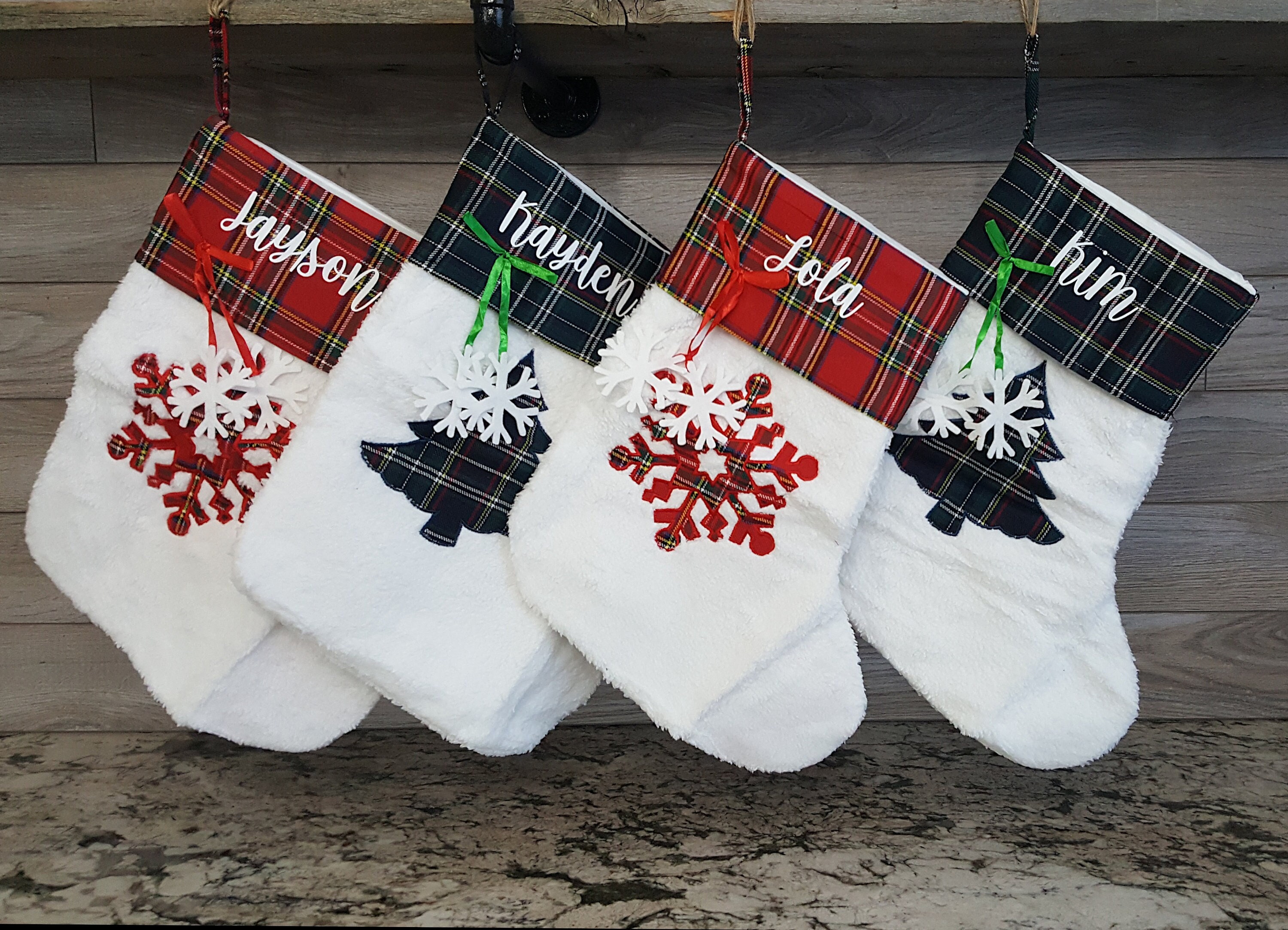 Personalized Stockings for Christmas, Plaid Christmas Stocking ...