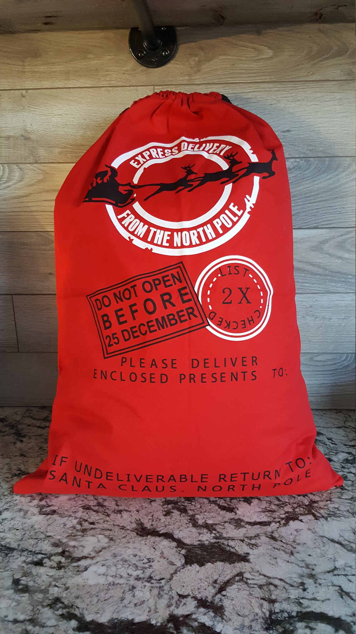 Santa Sack Red With Sleigh Santa Sack Christmas Gift | Etsy