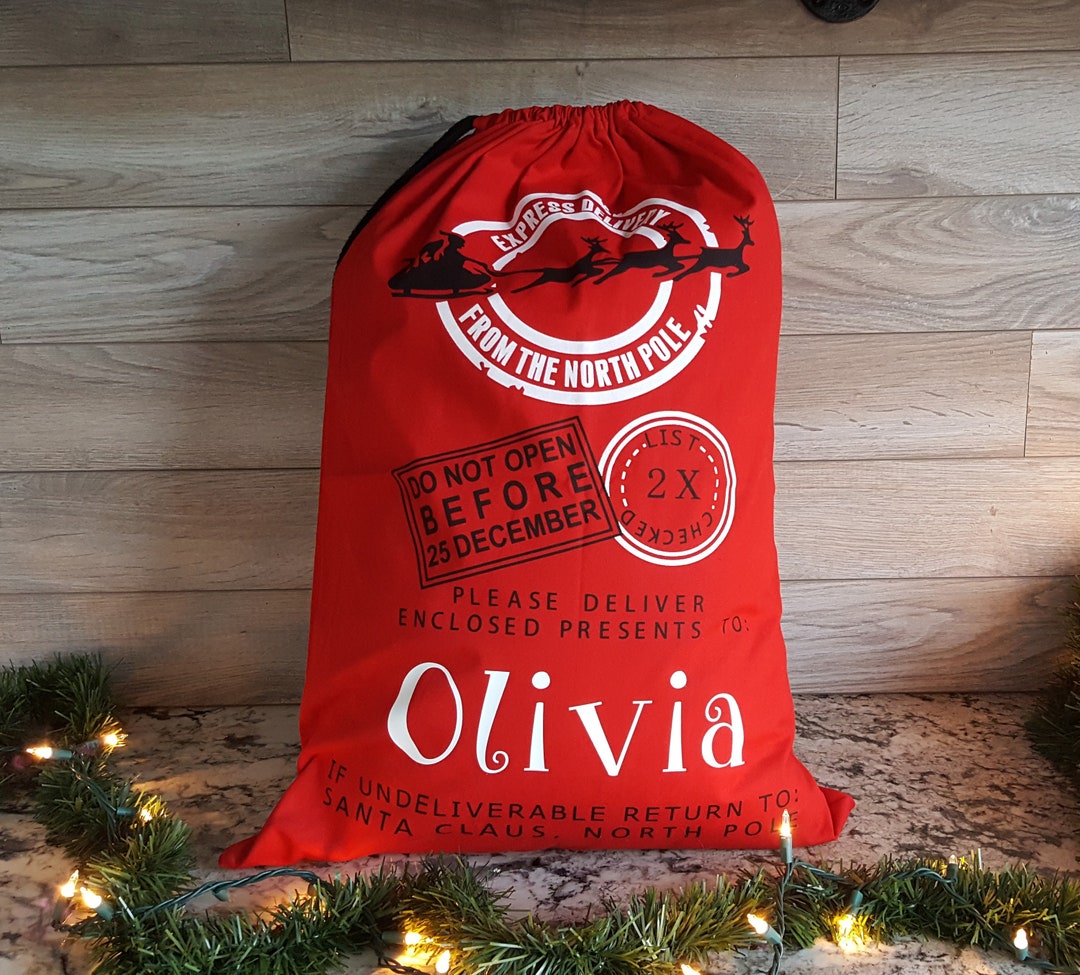 Santa Sack Red With Sleigh, Santa Sack Christmas Gift Christmas ...