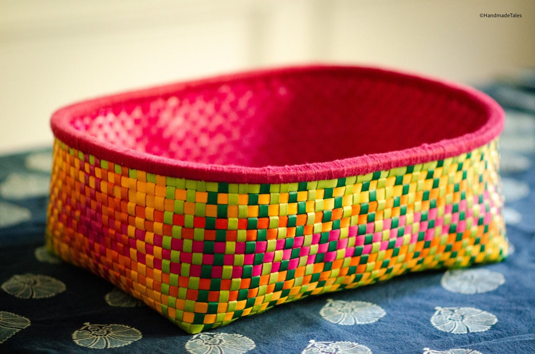 Handwoven Kottan Basket - Storage Basket, Boho Home Decor, Utility Tray ...