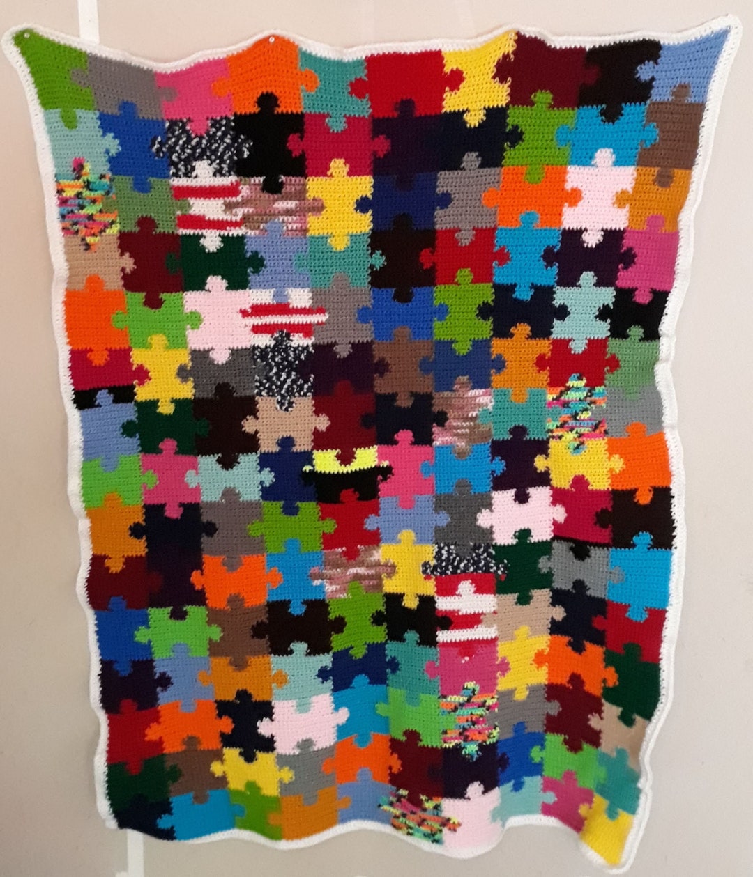 Homemade Autism Awareness Crochet Puzzle Blanket - Etsy
