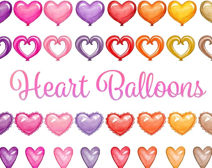 Heart Balloon Clipart. Instant Digital Download. Valentine Balloons ...