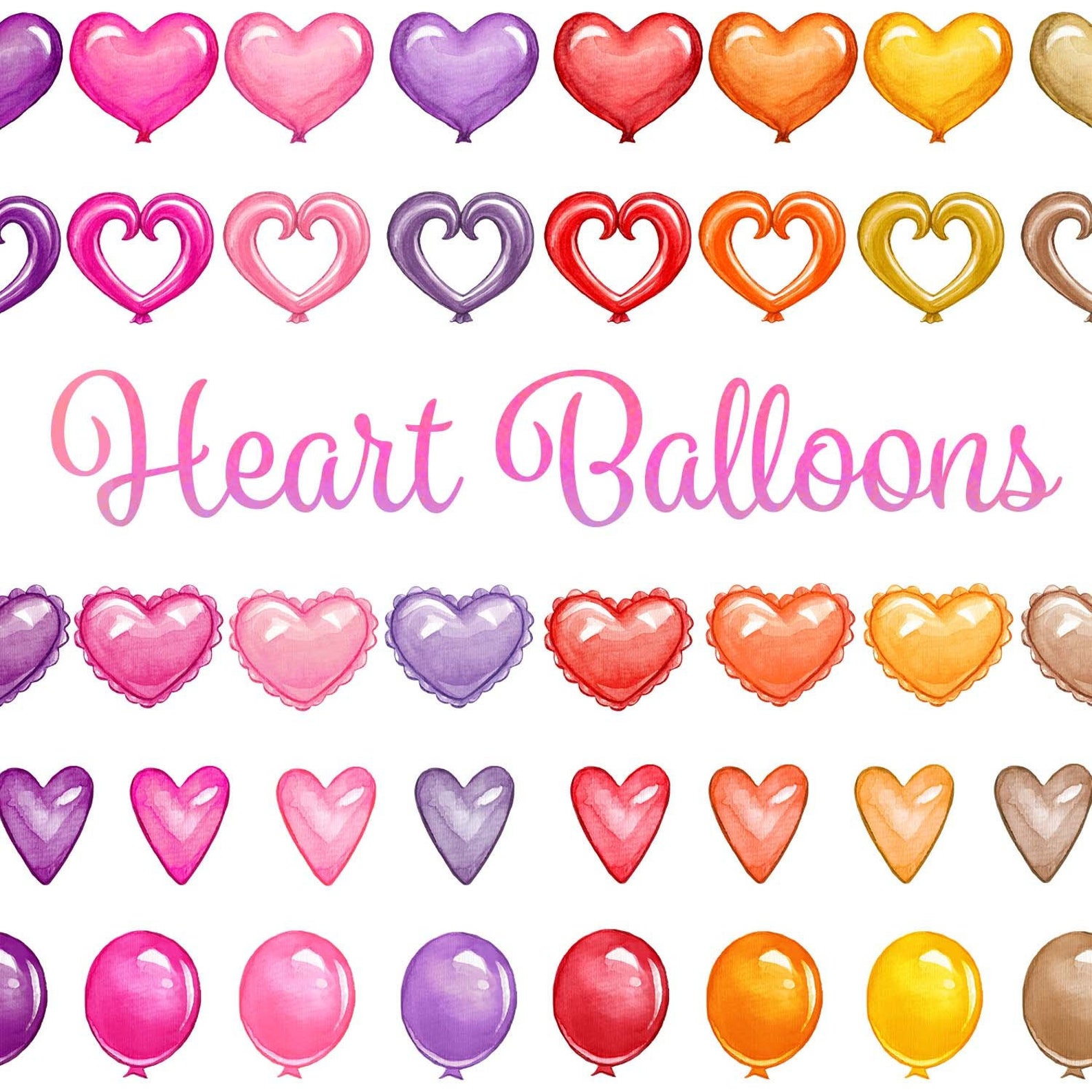 Heart Balloon Clipart. Instant Digital Download. Valentine - Etsy