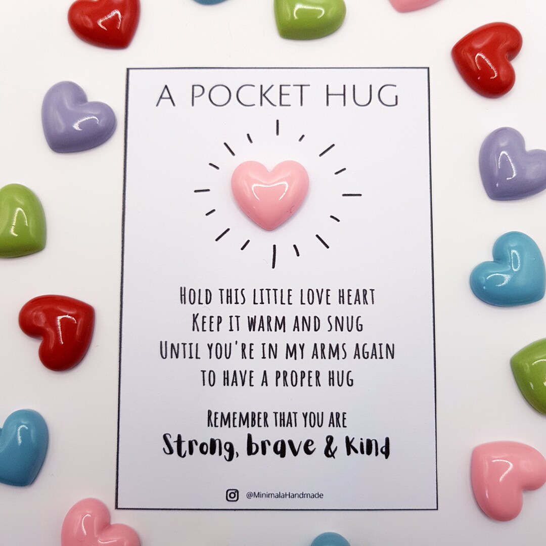 POCKET HUG LOVE Heart, Resin Heart Token, Separation Anxiety, Be Brave ...