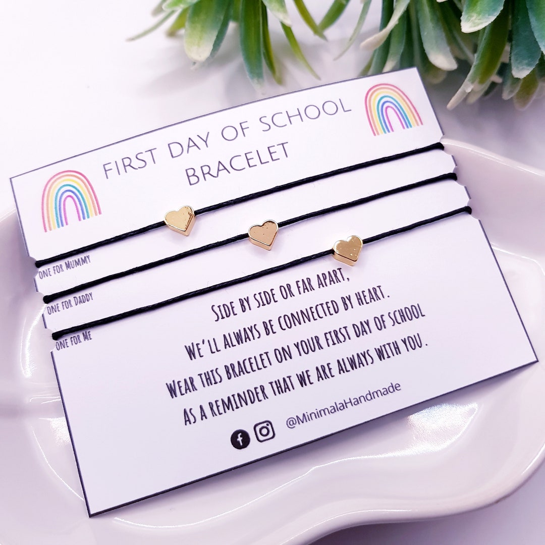 FIRST DAY of SCHOOL Bracelet, Mummy Daddy and Me Bracelet, Wish ...