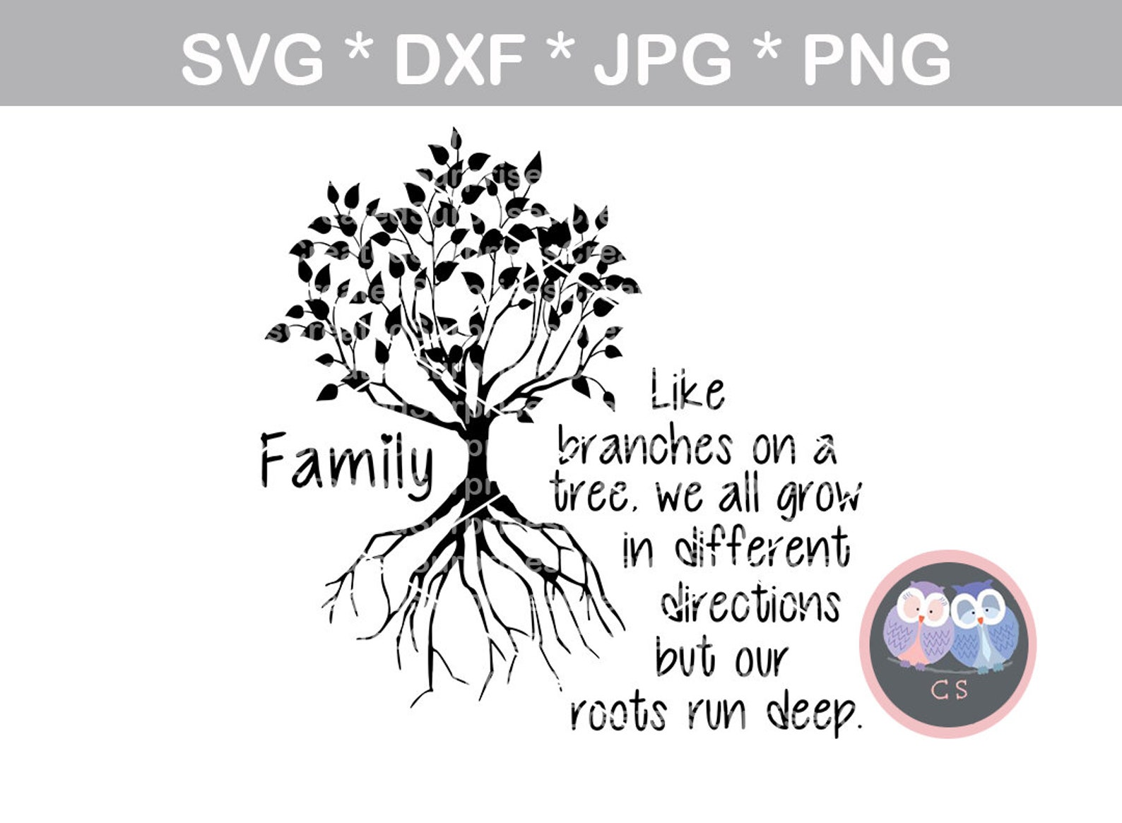 Family Tree, Roots Tree, Branches, Svg, Dxf, Png Jpg Digital Cut File ...
