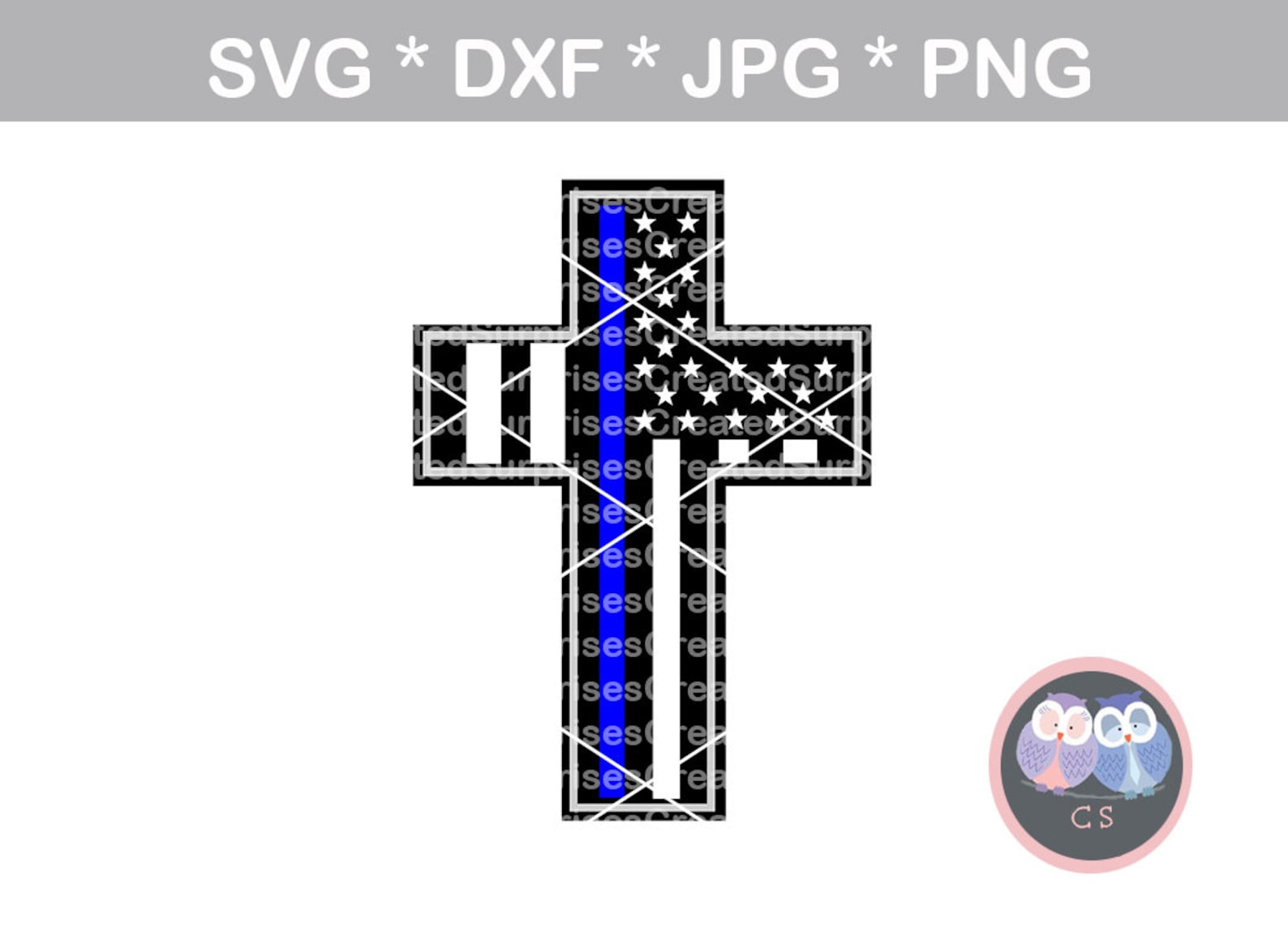 Thin Blue Line Police Vertical Flag Cross Svg Dxf Png Jpg Digital Cut ...