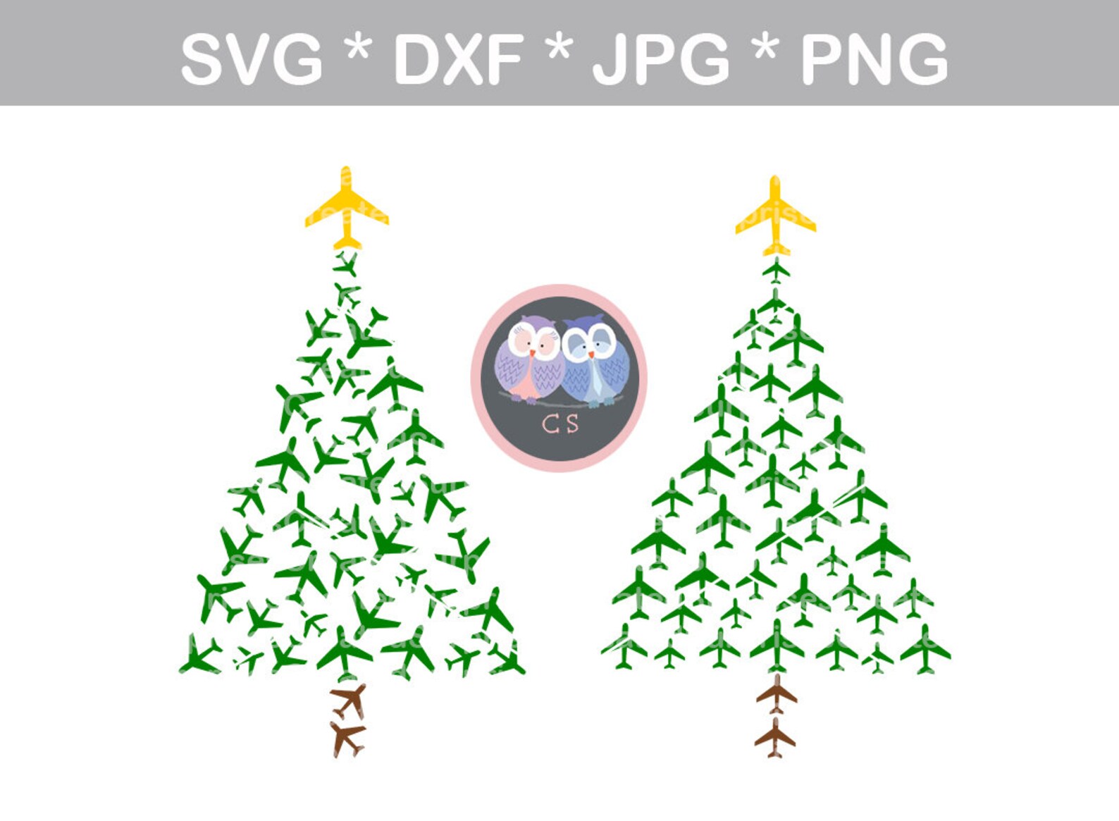 Airplane Christmas Tree Art Svg Dxf Png Jpg Digital Cut - Etsy