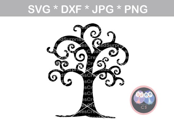 Curly Tree Family Tree Swirl Tree Svg Dxf Png Jpg Digital | Etsy