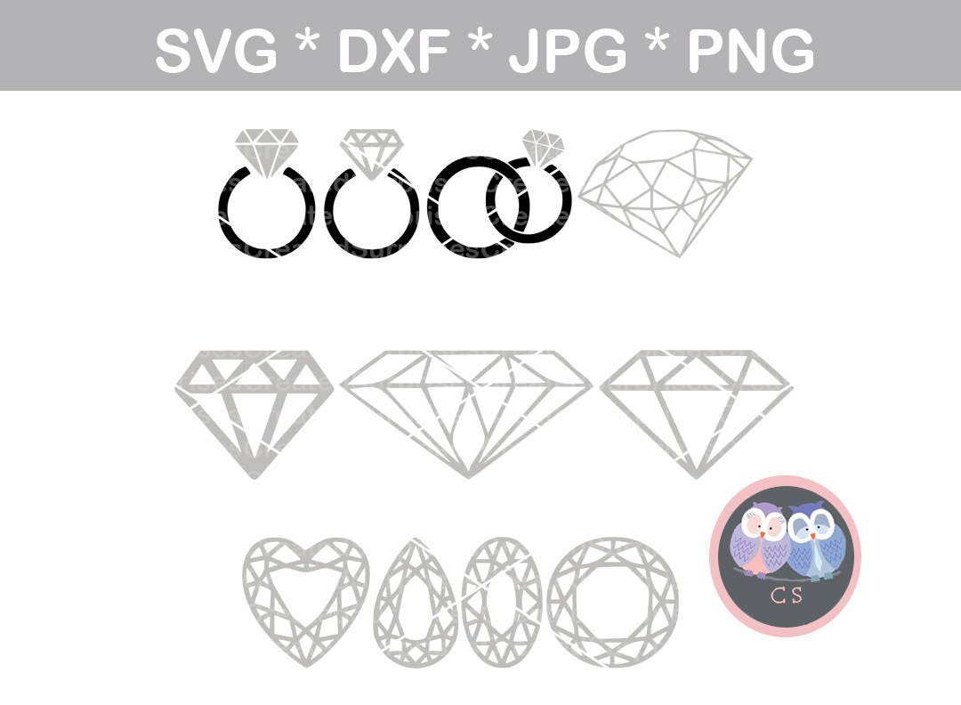 Wedding Ring, Diamond, Gem, Svg, Dxf, Png, Jpg Digital Cut File for ...
