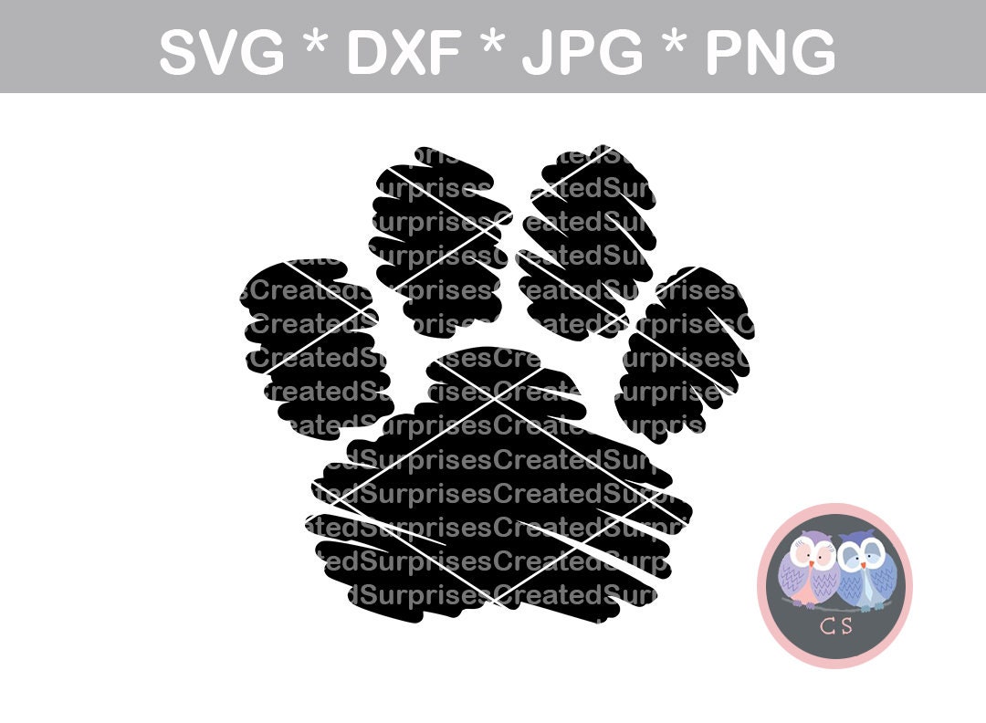 Scribble Paw, Animal, Claw, Svg, Dxf, Png, Jpg Digital Cut File for ...