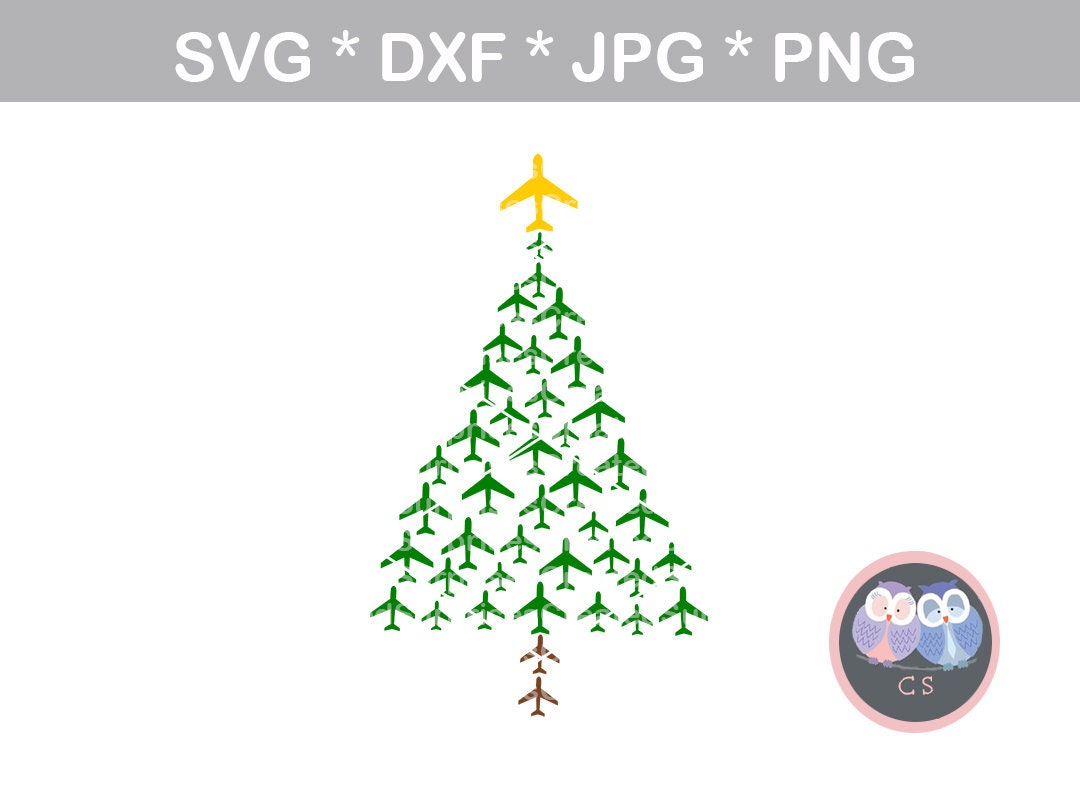 Airplane Christmas Tree Art Svg Dxf Png Jpg Digital Cut - Etsy