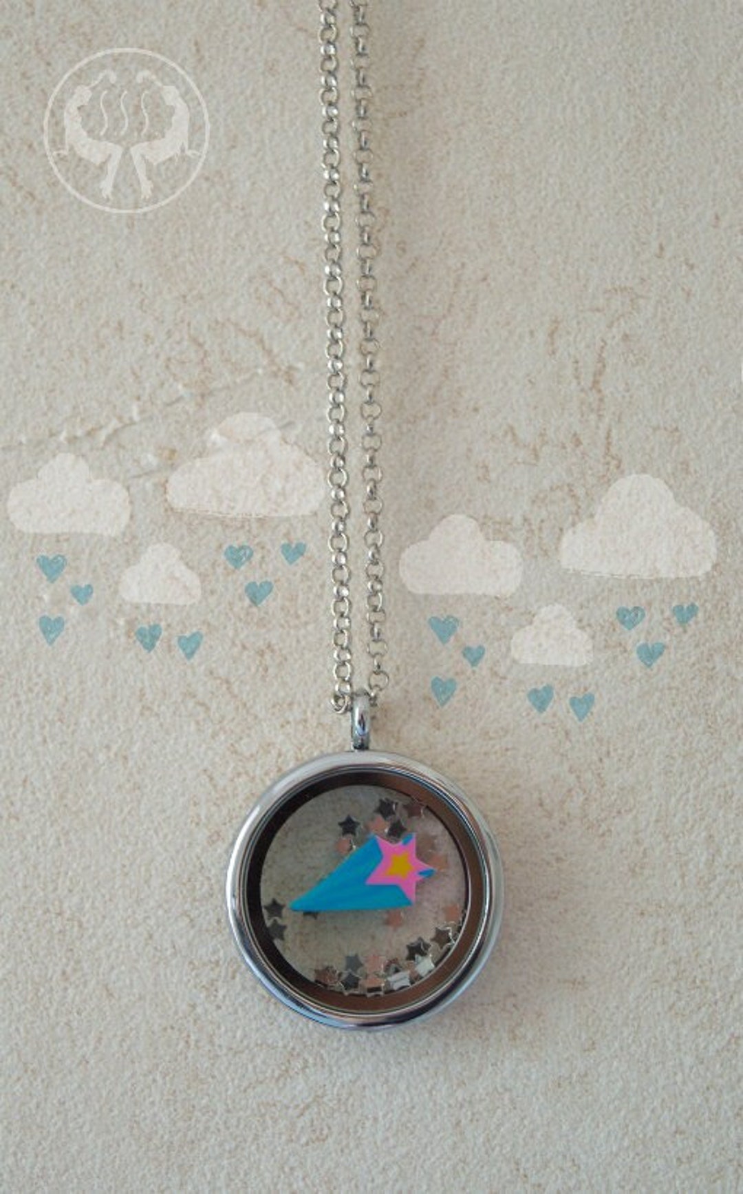 Comet Rain Necklace Transparent and Openable Pendant, With a Stationary ...